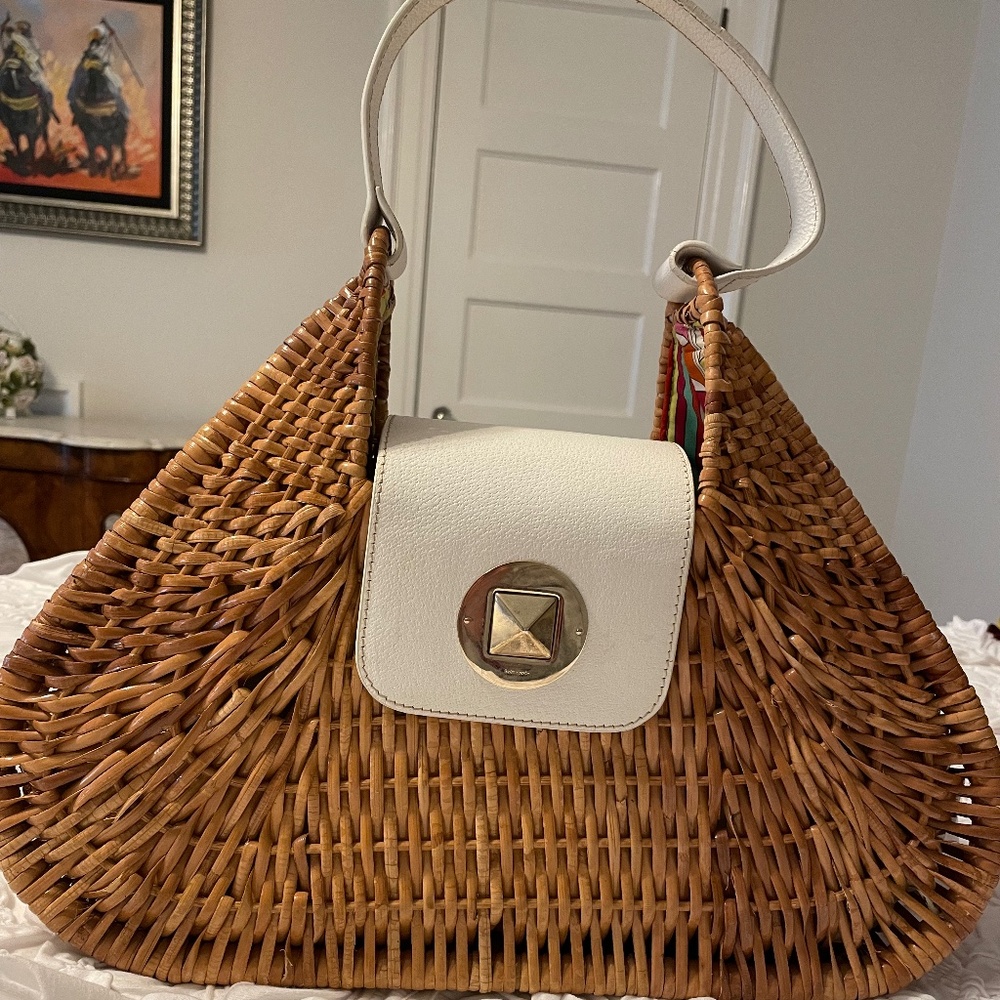 Kate Spade Wicker/Leather Tote Pristine - Gem